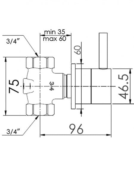 Black - 3/4" Wall Stop Valve - Imbrem Bathroom and Waterproofing